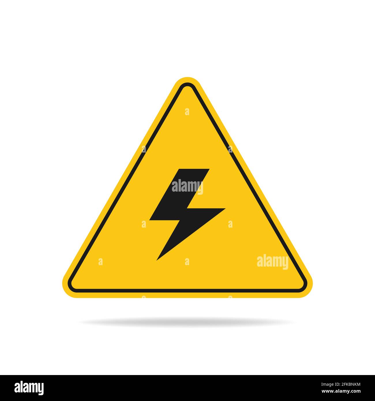 Yellow-warning sign of electricity with lightning is isolated on a ...