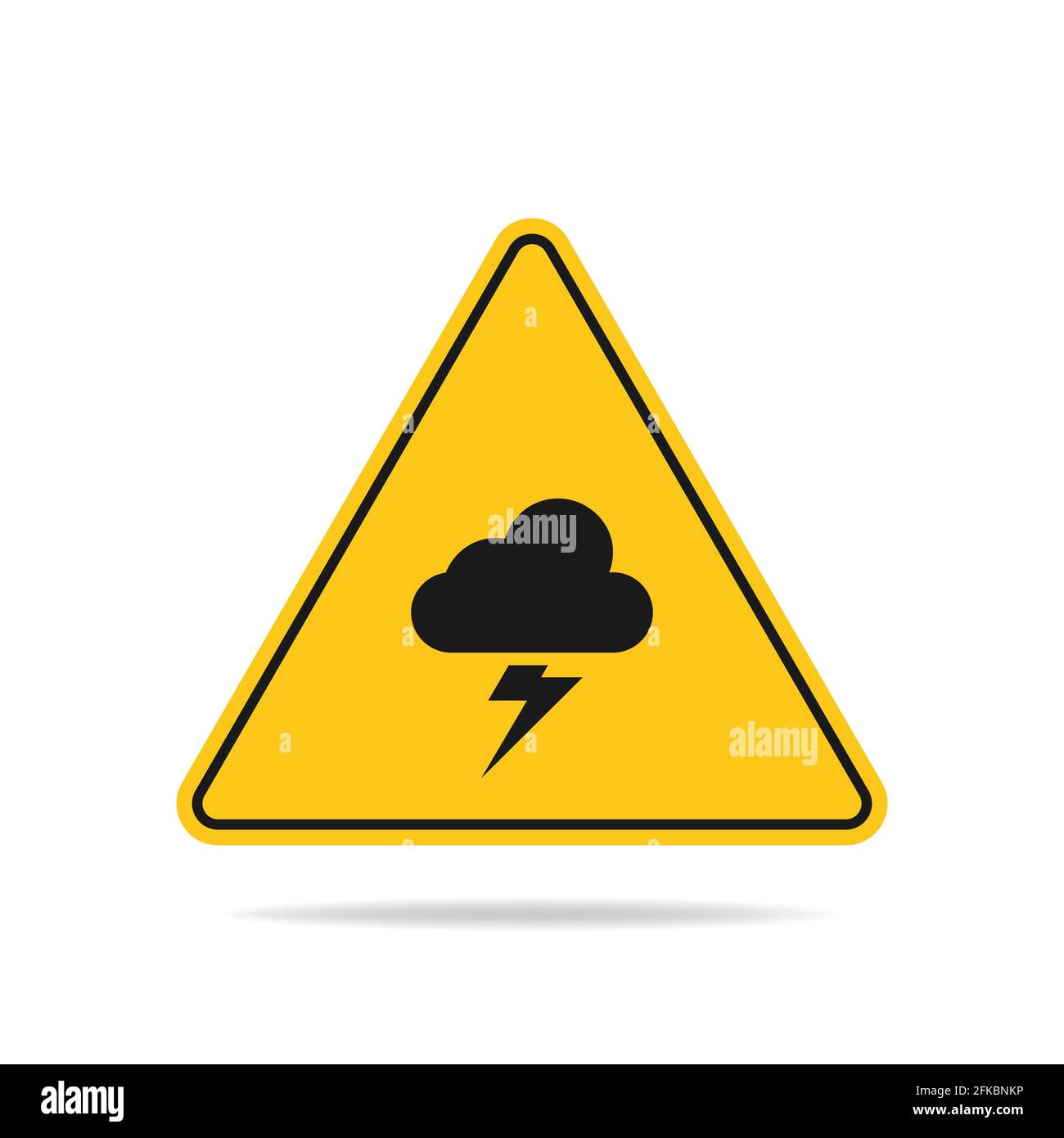 The triangular warning sign of a thunderstorm threat with lightning and ...