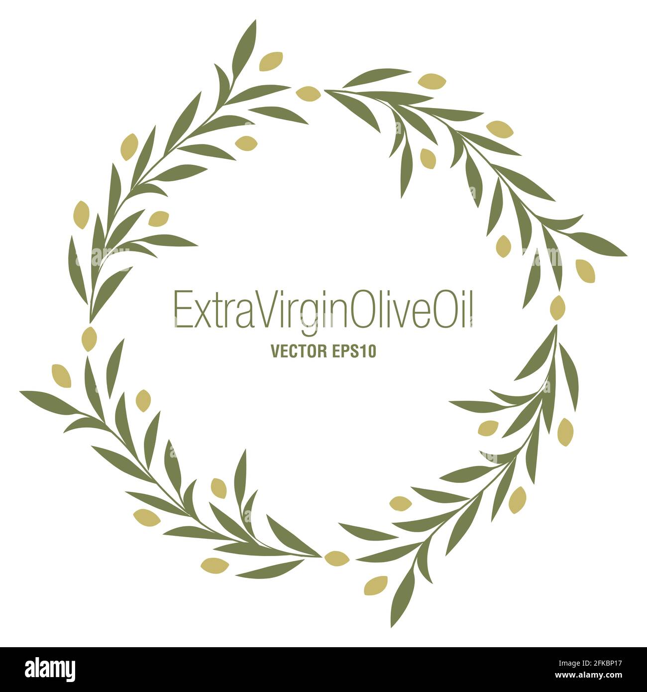Circular frame of olive branches, olives and leaves, isolated on white ...