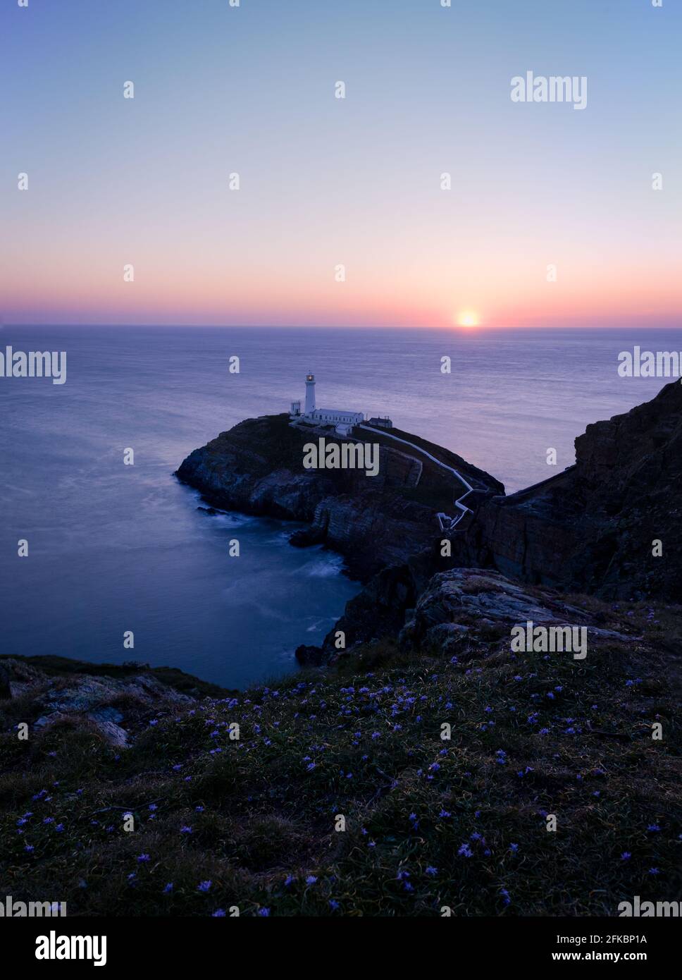 South Stack Lighthouse sunset Stock Photo - Alamy