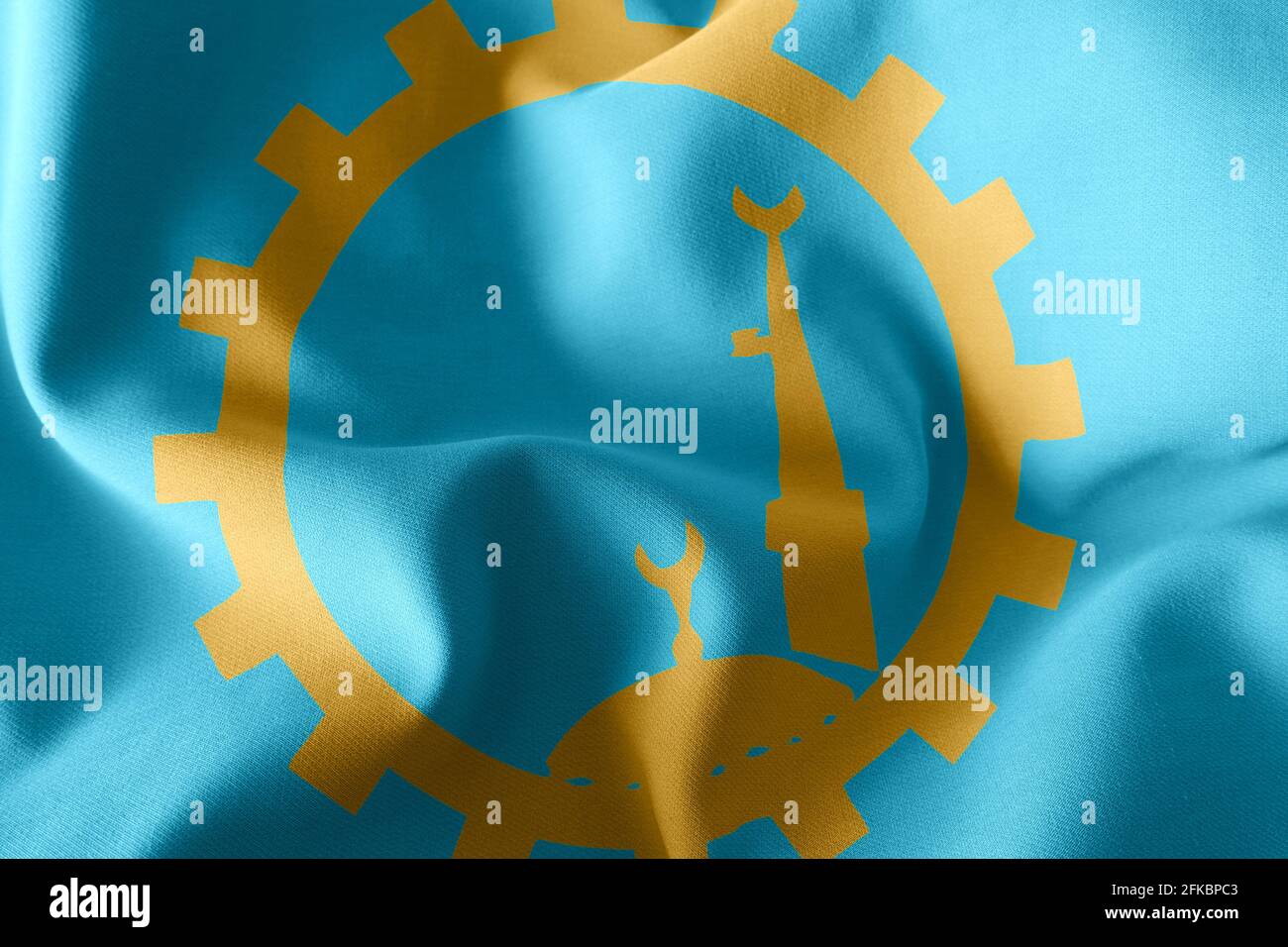 3D illustration flag of Gharbia is a region of Egypt. Waving on the ...