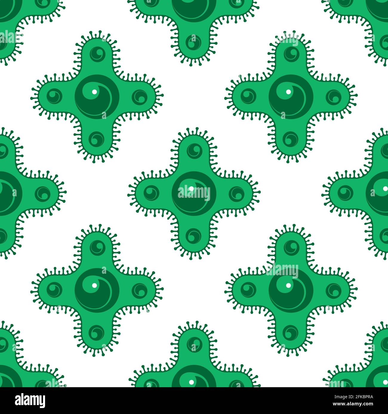 abstract seamless pattern green virus cross on white background. Vector ...
