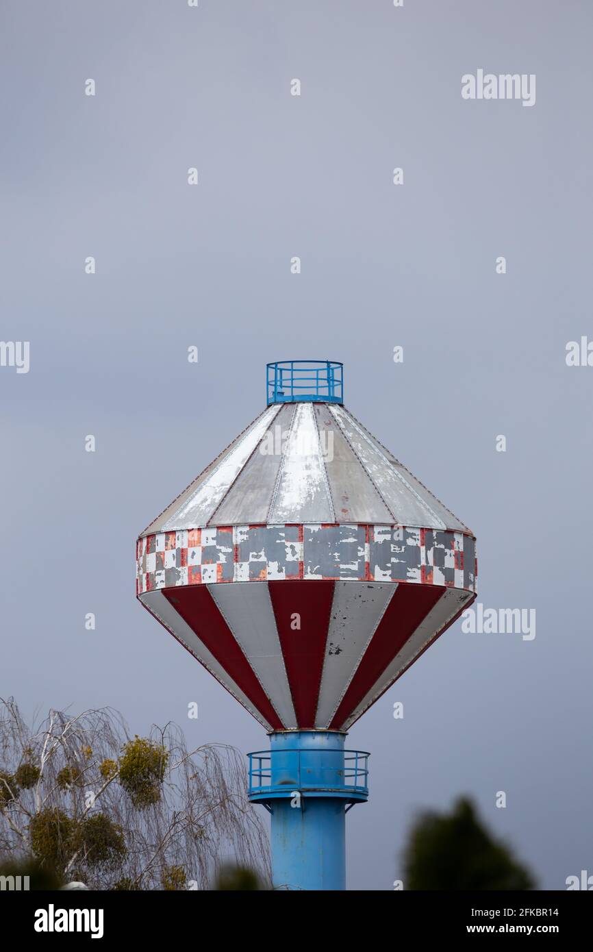 Unusual chimney of a municipal heating plant with a chamber at the top ...