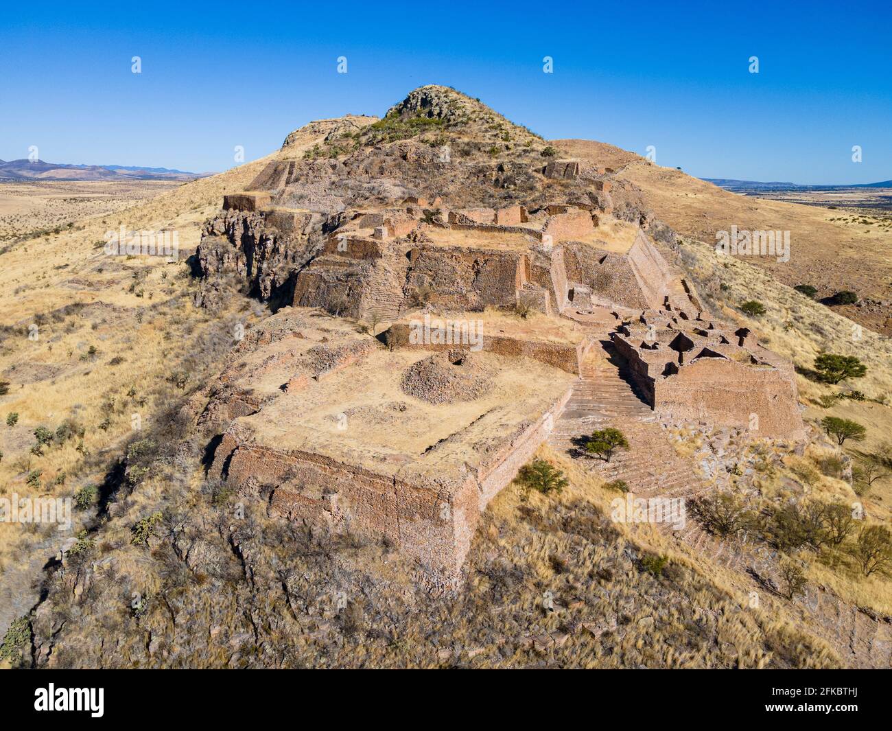 Aerial of the archaeological site of La Quemada (Chicomoztoc ...