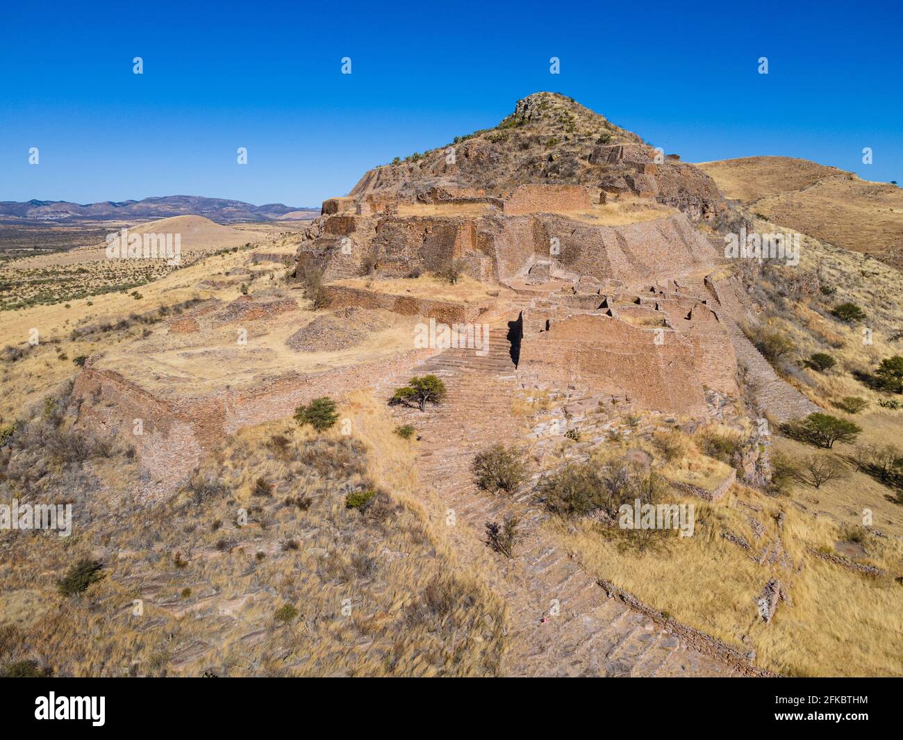 Aerial of the archaeological site of La Quemada (Chicomoztoc ...
