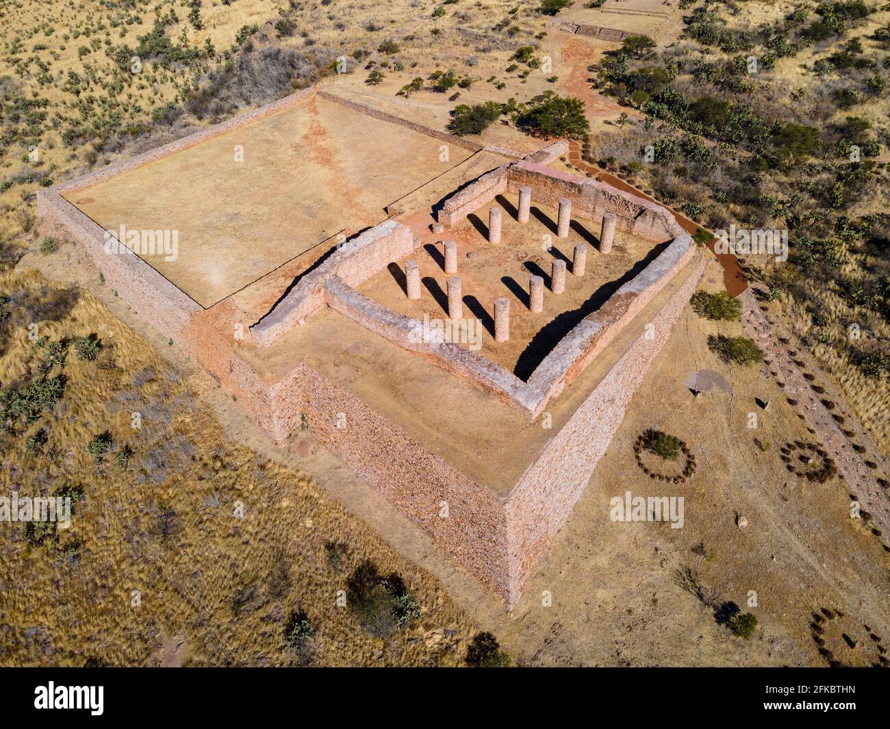 Aerial of the archaeological site of La Quemada (Chicomoztoc ...