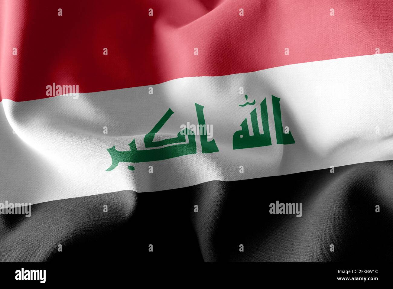 3D illustration flag of Iraq. Waving on the wind flag textile ...