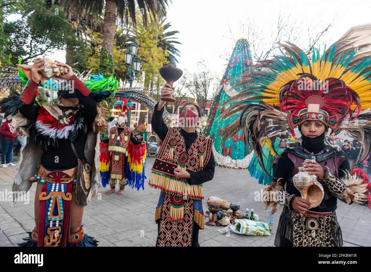 Tzotzil dancers performing for tourists, San Cristobal de la Casas ...