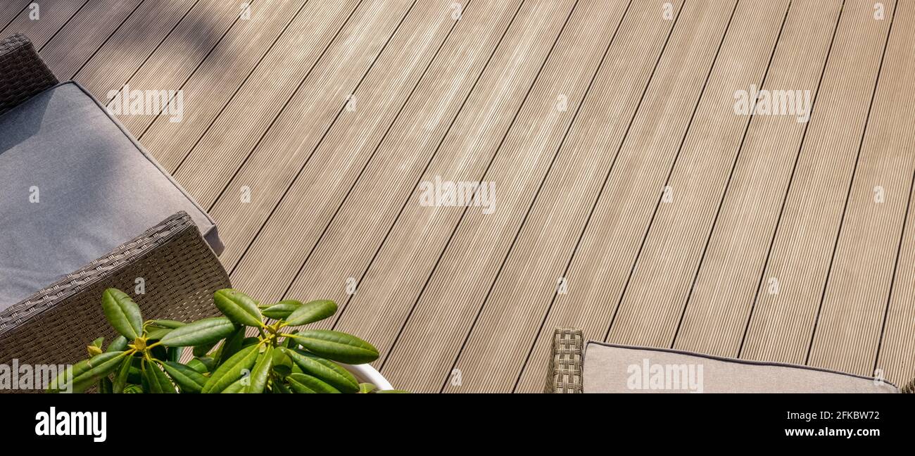 terrace with wpc decking boards. banner copy space Stock Photo - Alamy