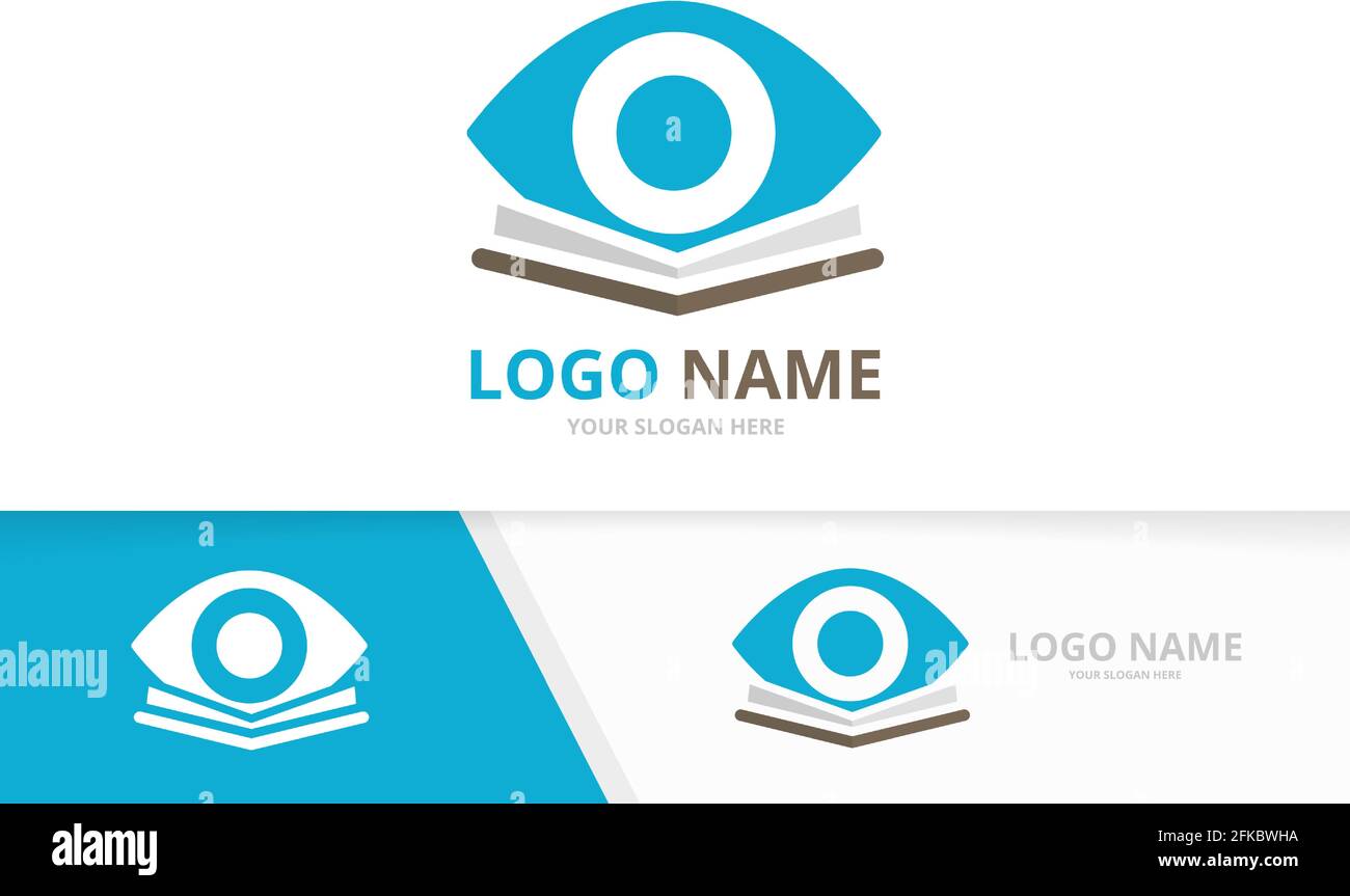 Vector eye and library logo combination. Unique bookstore logotype ...