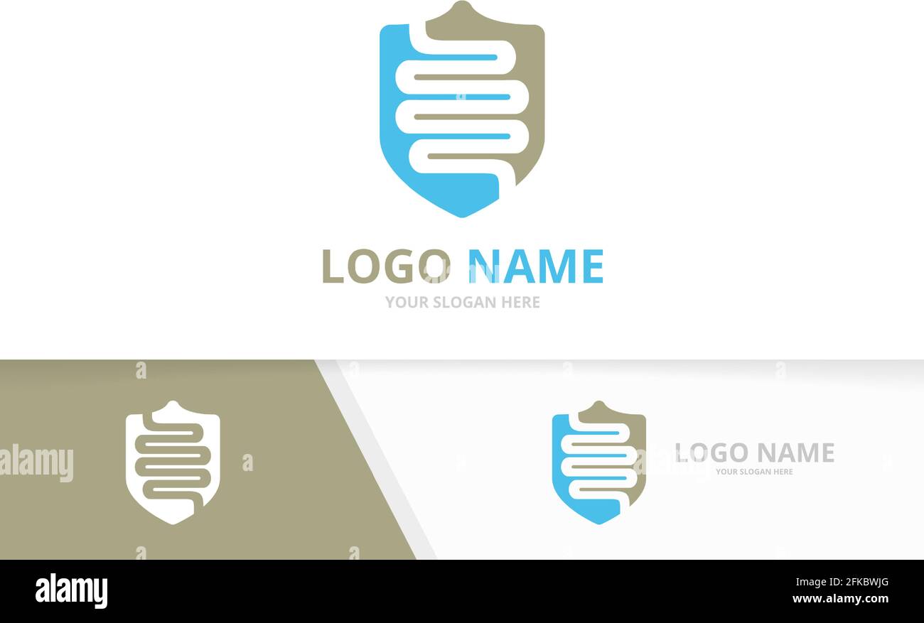 Vector colon and shield logo combination. Unique digestion guard ...