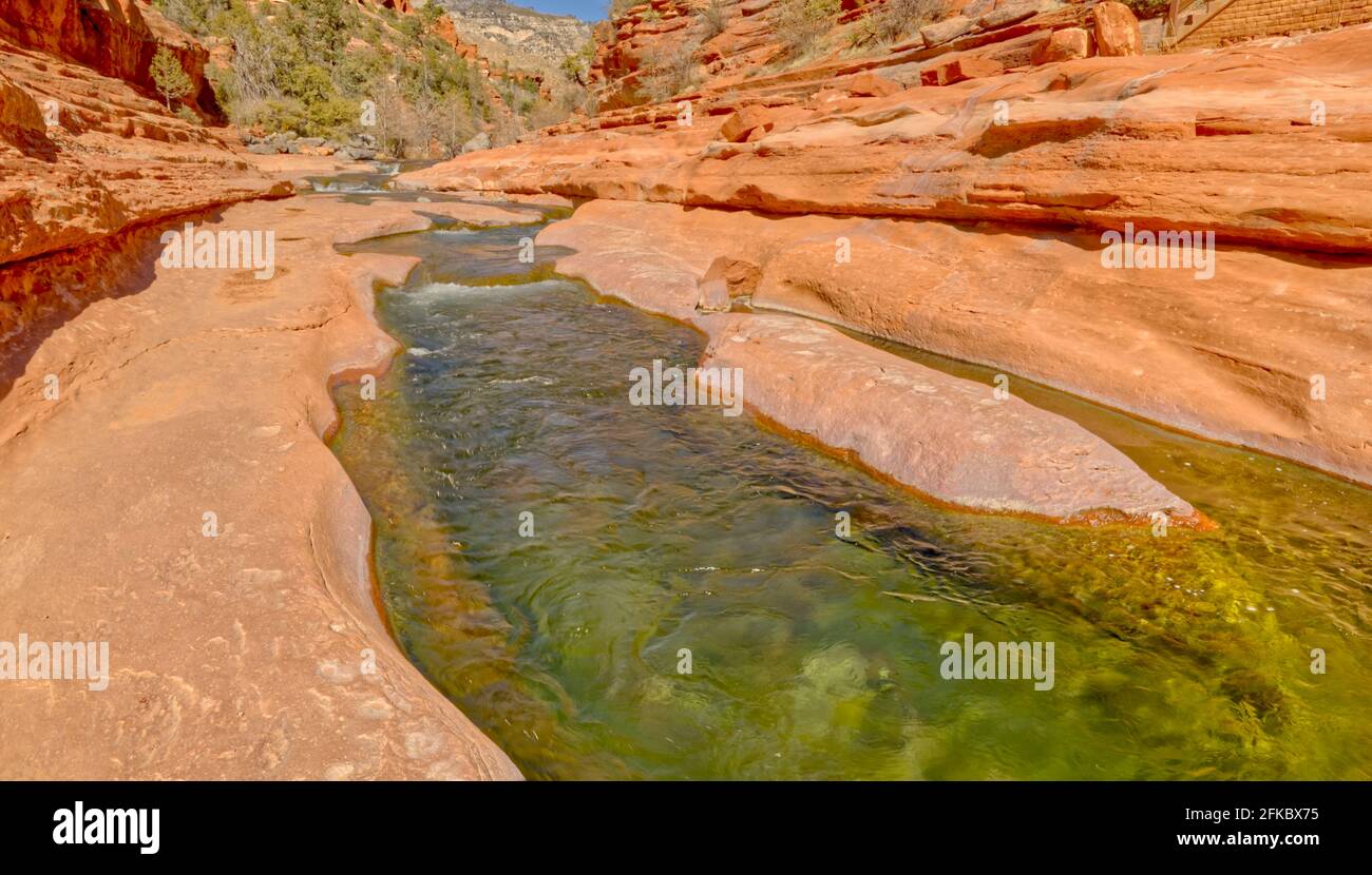 Slick rock water channel in Slide Rock State Park where most swimmers ...