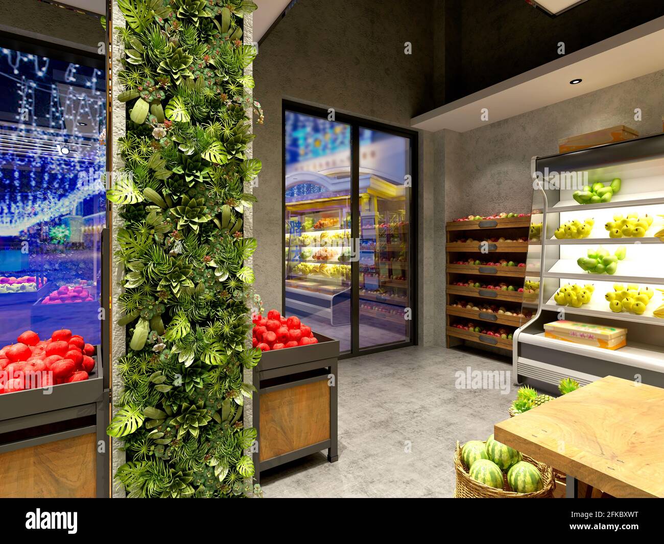3d render of supermarket grocery store Stock Photo - Alamy
