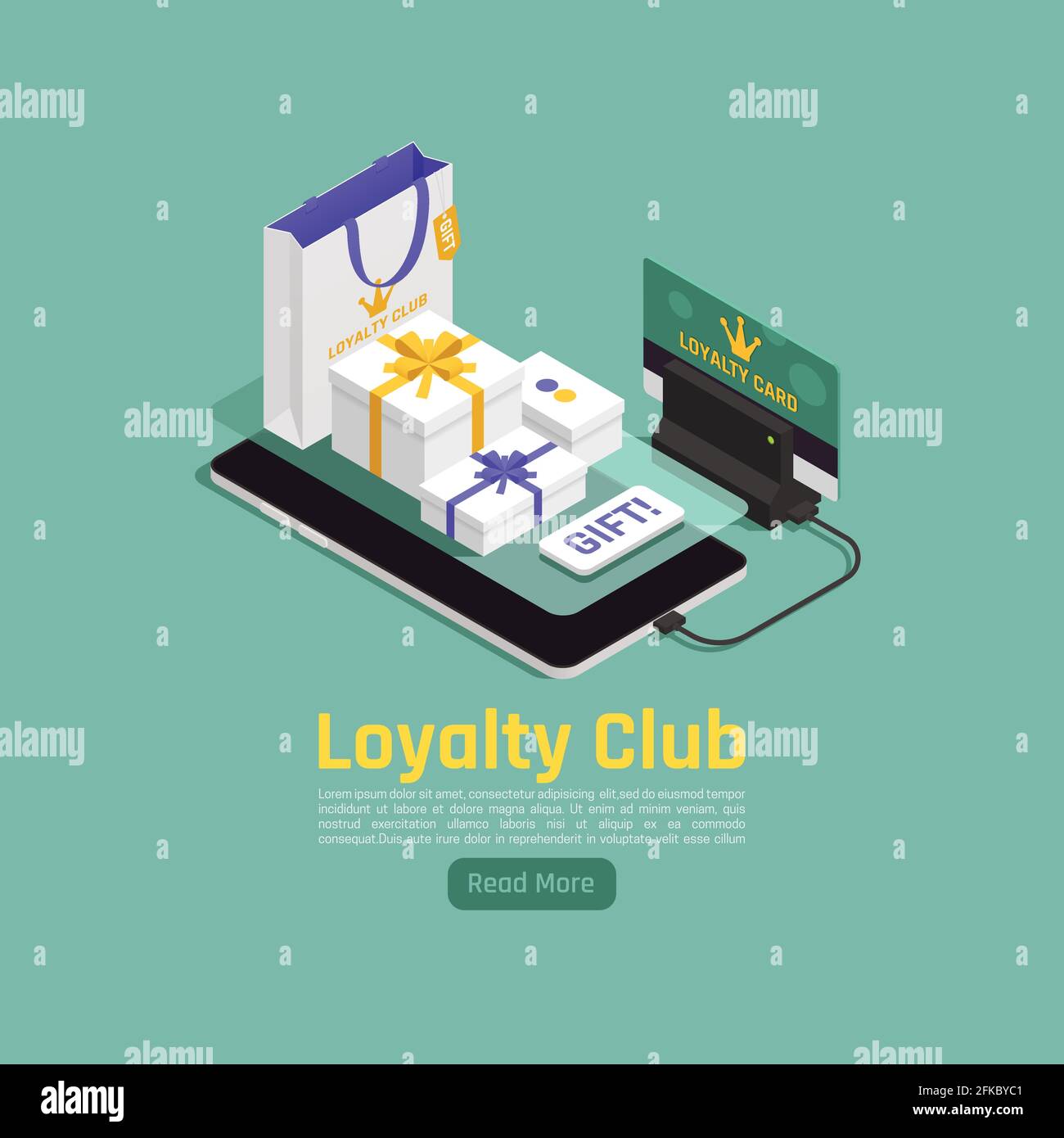 Customer loyalty retention isometric background composition with read ...