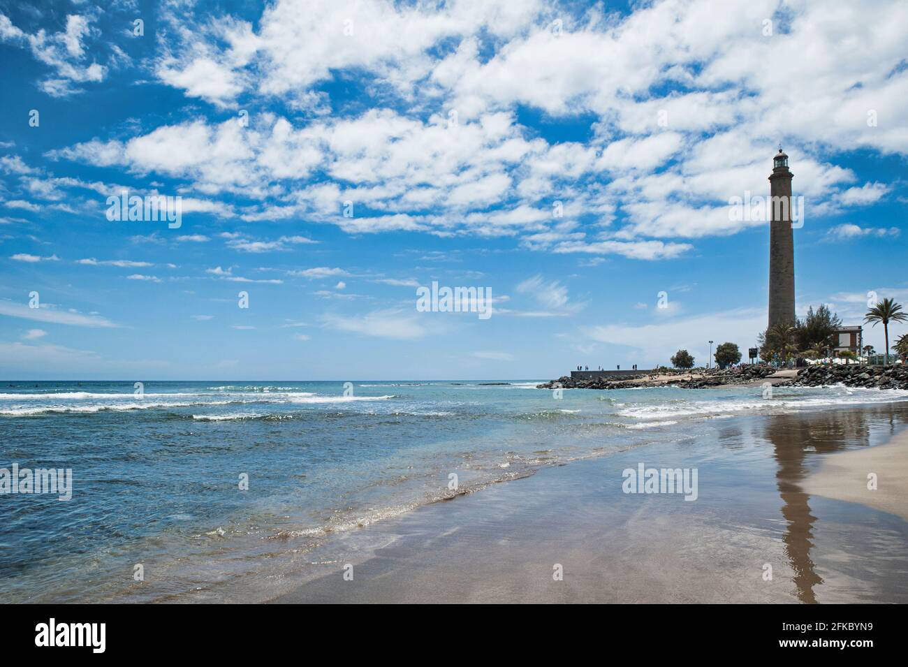 Beautiful views of the large beach nearby the Malpalomas lighthouse ...