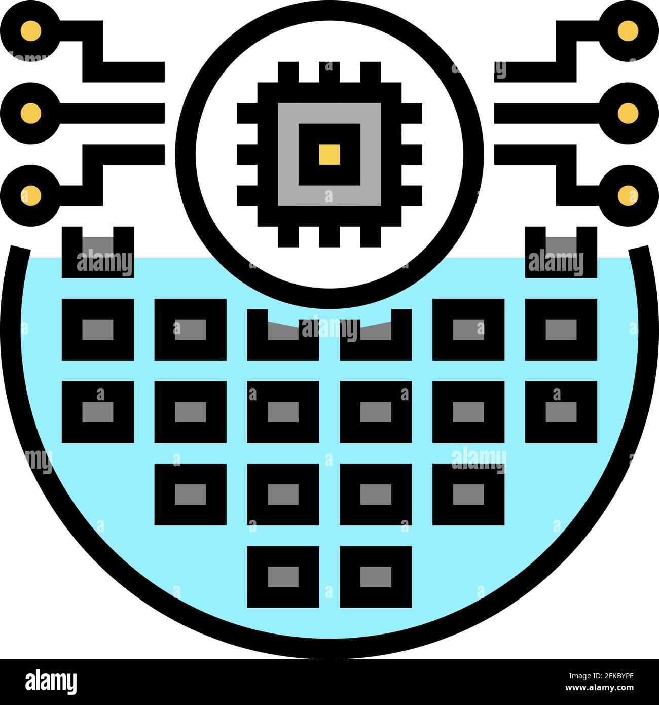 electronic chip semiconductor manufacturing color icon vector ...