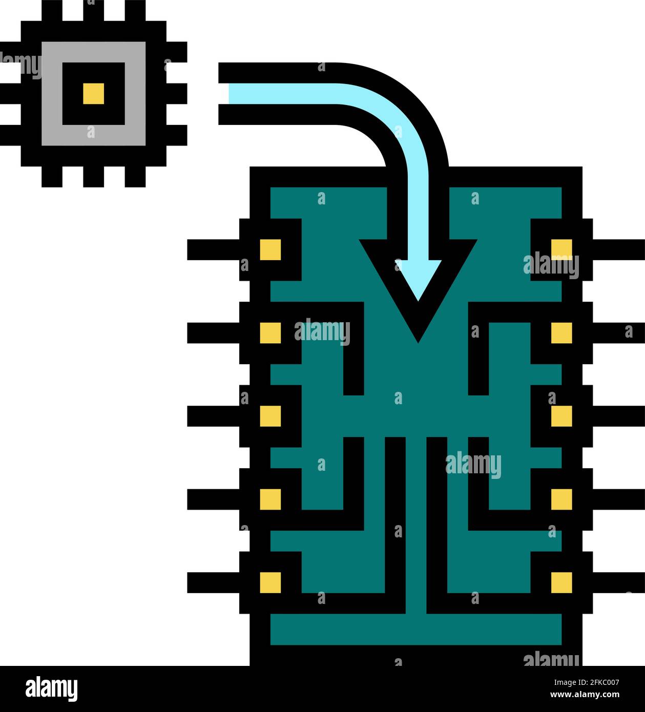 chip installation semiconductor manufacturing color icon vector ...