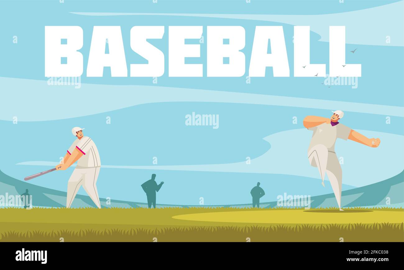 Summer sport baseball composition with outdoor stadium background and ...