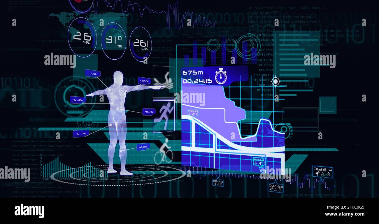 Composition of human body and scientific data processing on black ...