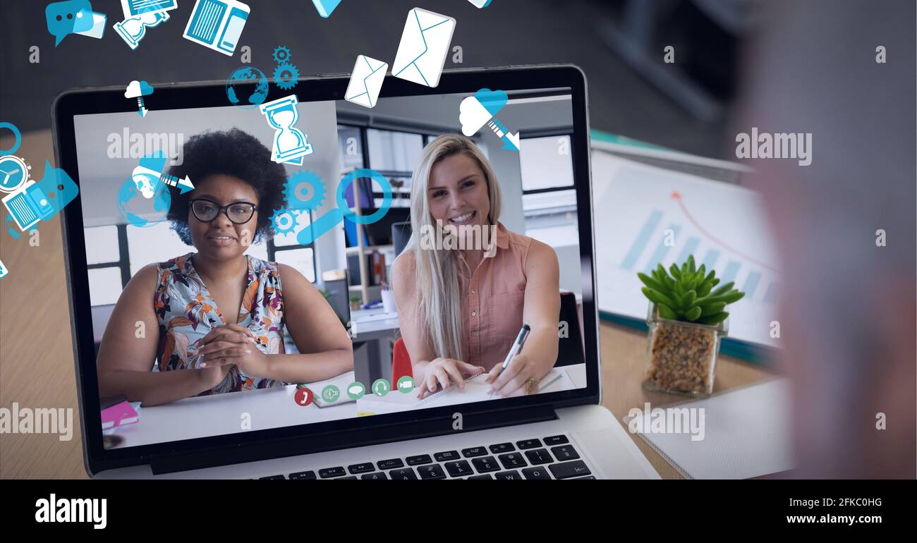 Network digital icons over two hi-res stock photography and images - Alamy