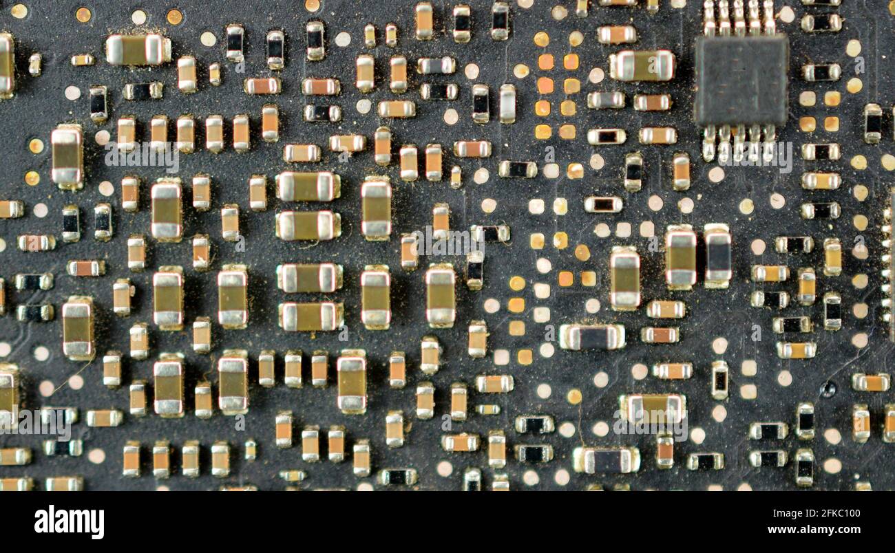 Macro shot of a dirty circuit board image Stock Photo - Alamy