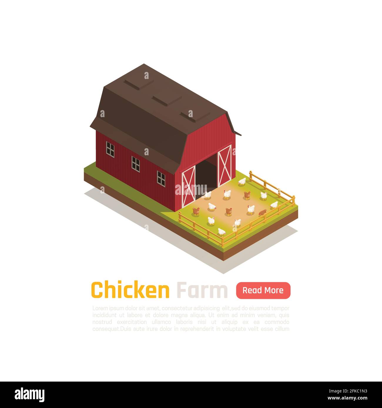 Poultry raising traditional barn system farm with free run grass fed ...