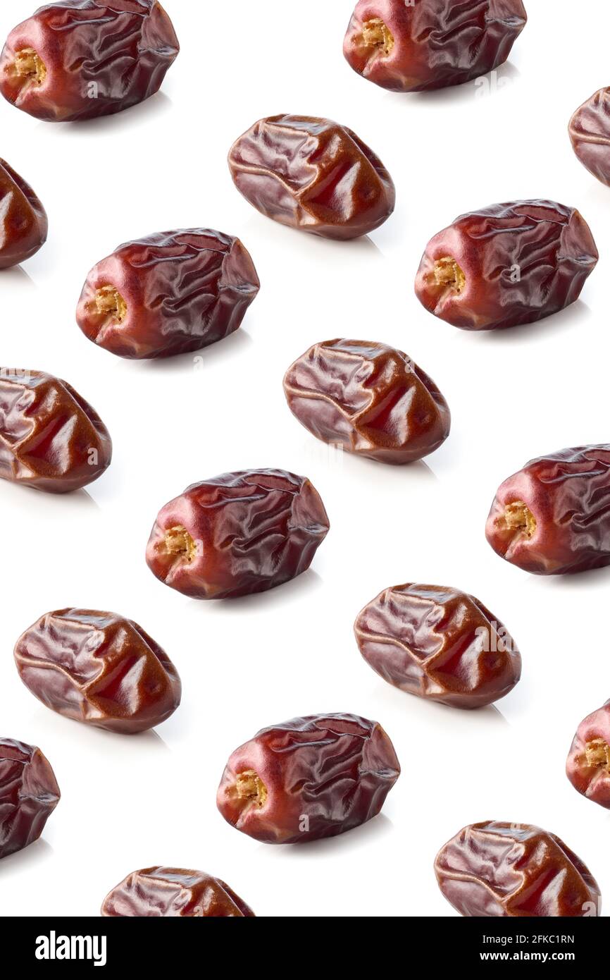 Vertical dried date pattern isolated on white background, top view ...