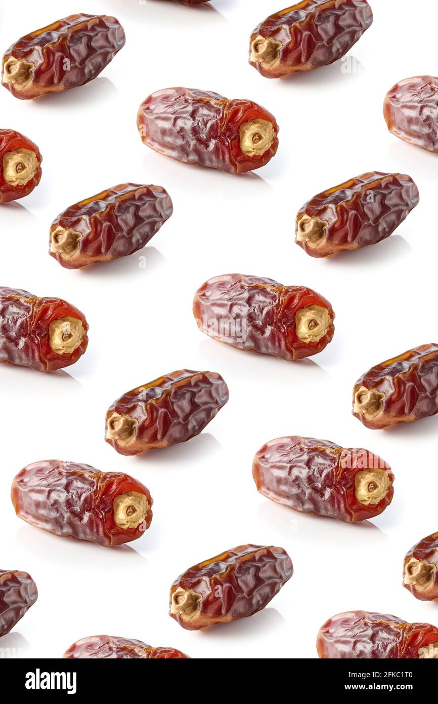 Vertical dried date pattern isolated on white background, top view ...