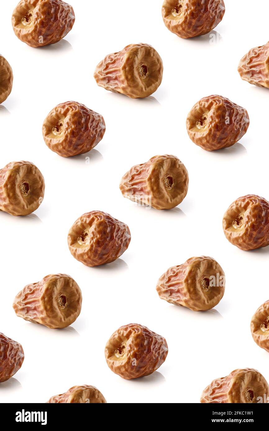 Vertical dried date pattern isolated on white background, top view ...