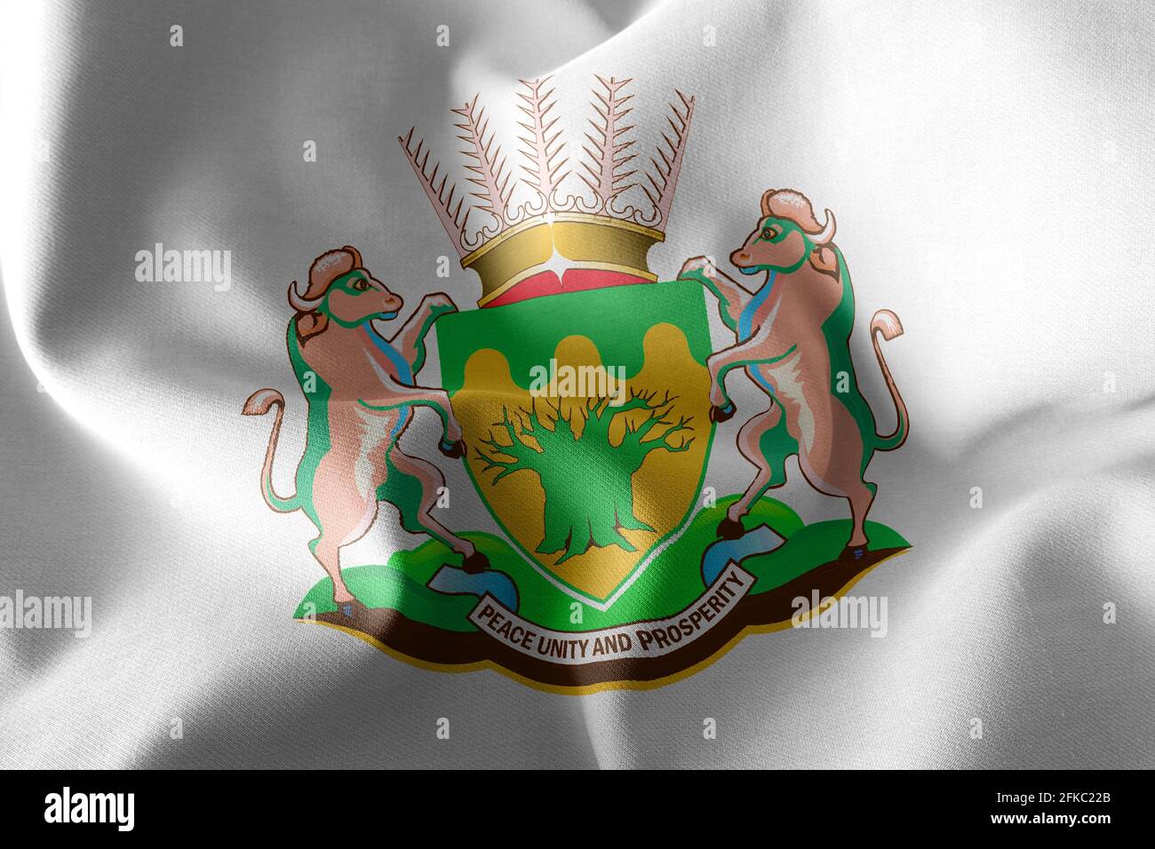 3D illustration flag of Limpopo is a region of South Africa. Waving on ...