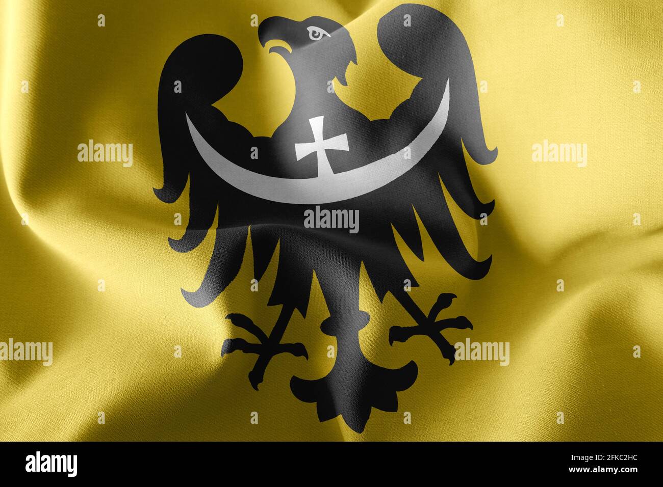 3D illustration flag of Lower Silesia Voivodship is a region of Poland ...