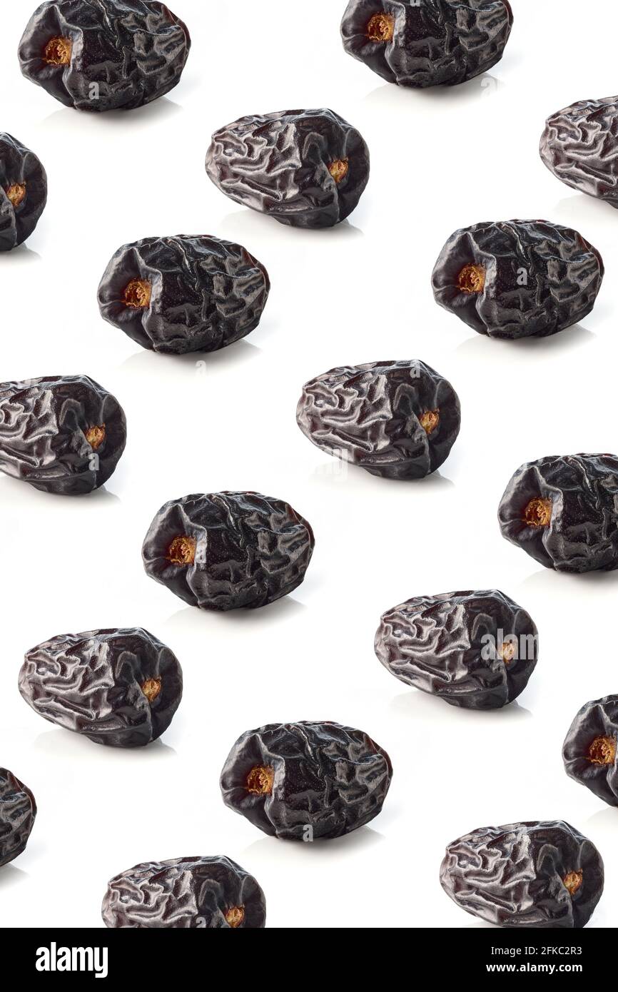 Vertical dried date pattern isolated on white background, top view ...