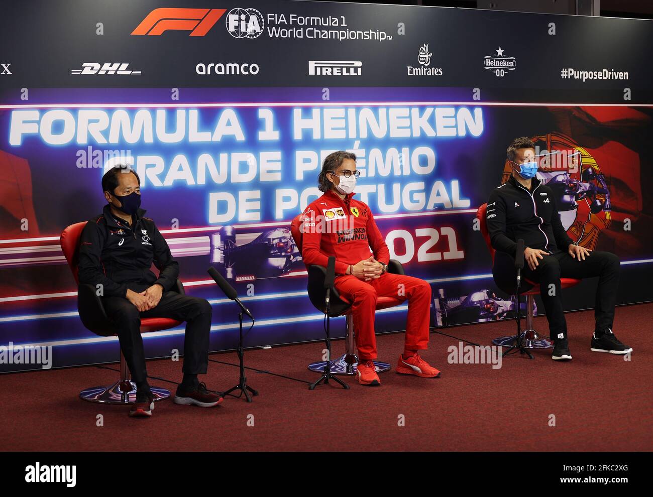 Portimao, Portugal. 30th Apr, 2021. The FIA Press Conference (L to R ...