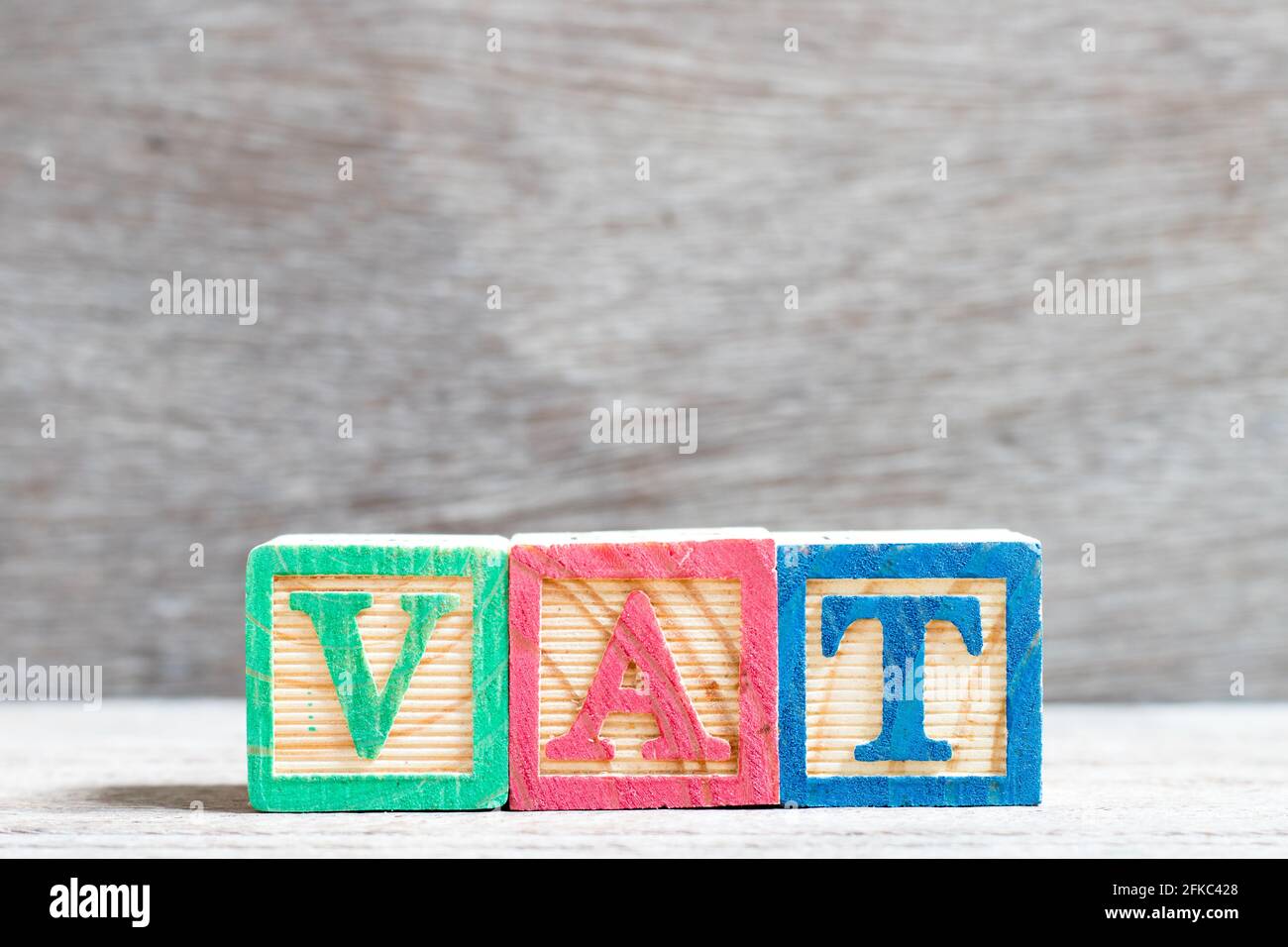 Color letter block in word vat (abbreviation of value added tax) on ...