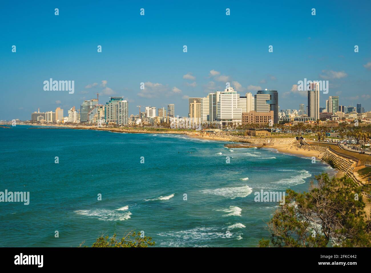 scenery of Tel Aviv beach along the Mediterranean in Israel Stock Photo ...