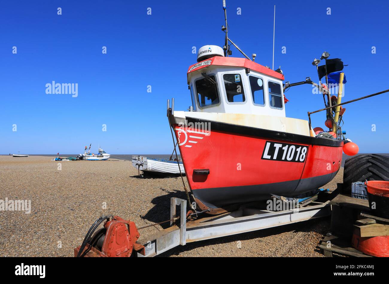 Fishing boats on Aldeburgh beach, in Suffolk, East Anglia, UK Stock ...
