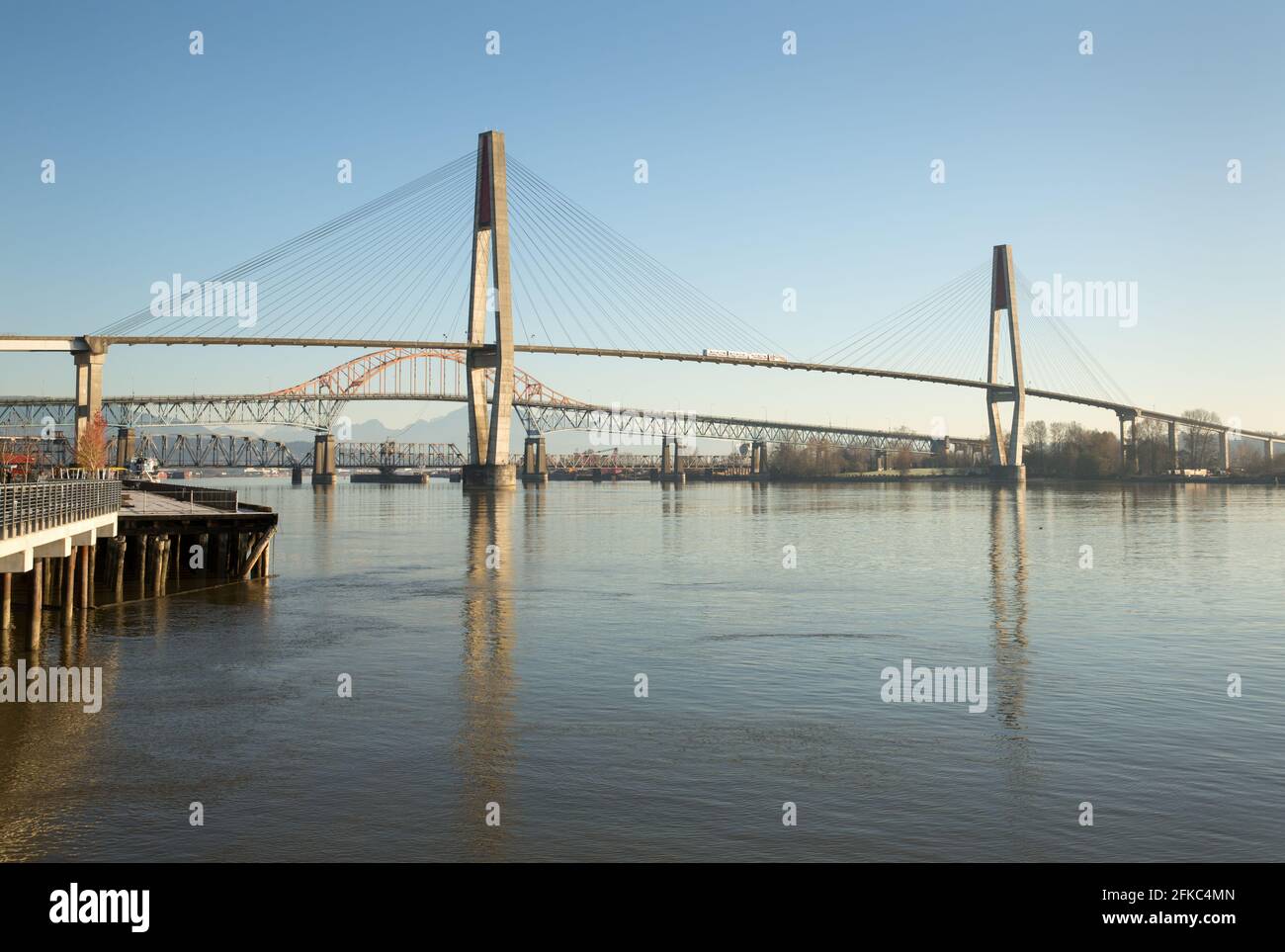 Fraser River Bridges New Westminster. The Fraser River flows under ...