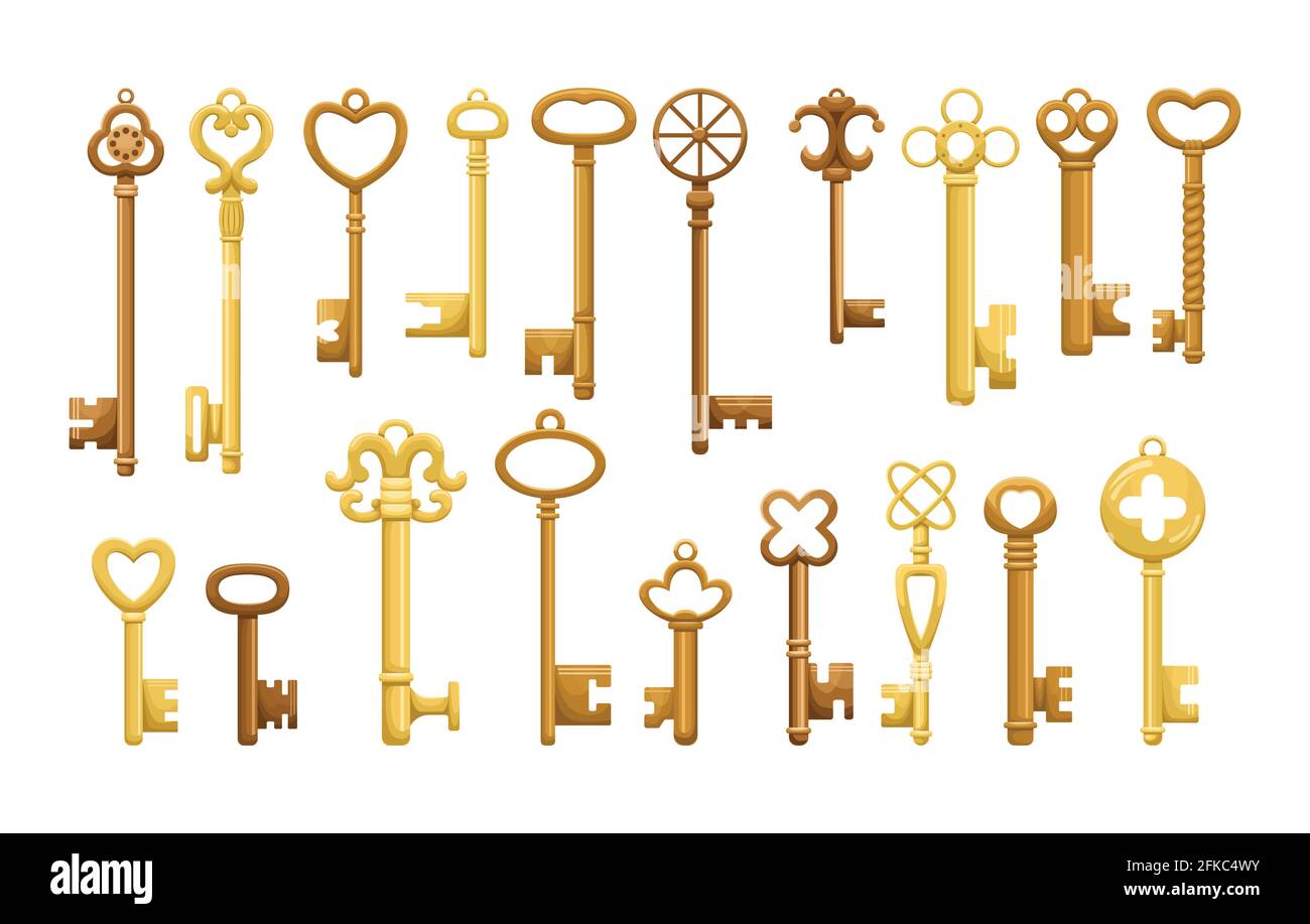 Vector set of retro keys in flat style Stock Vector Image & Art - Alamy