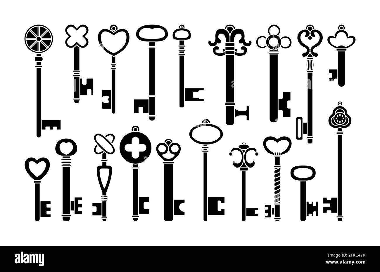 Vector set of retro keys in simple style Stock Vector Image & Art - Alamy