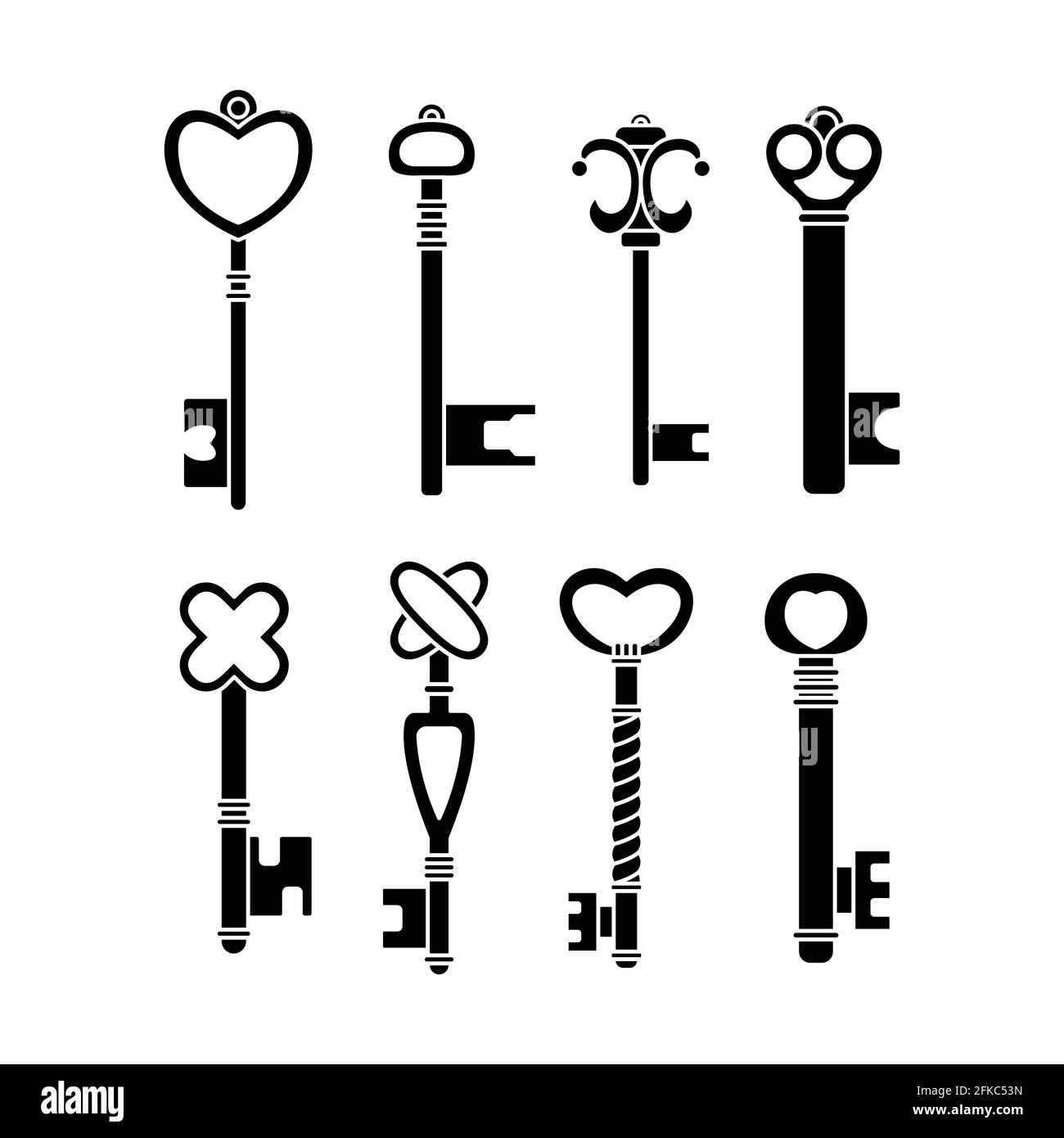 Vector Set Of Retro Keys In Simple Style Stock Vector Image And Art Alamy 5947