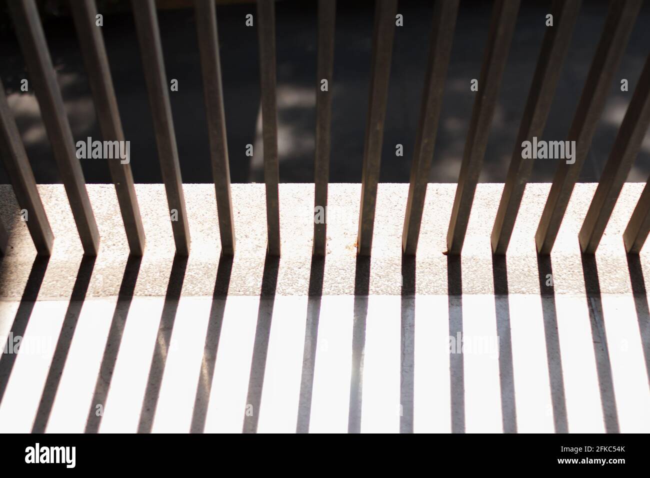 The morning sunlight shining through the rectangular pillars. parallel ...