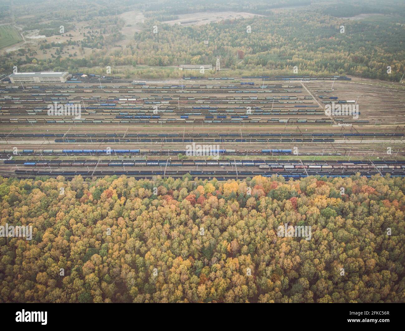Aerial view train depot hi-res stock photography and images - Alamy