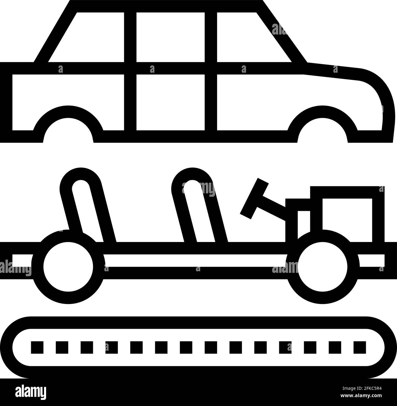 assembly of all car parts line icon vector illustration Stock Vector ...