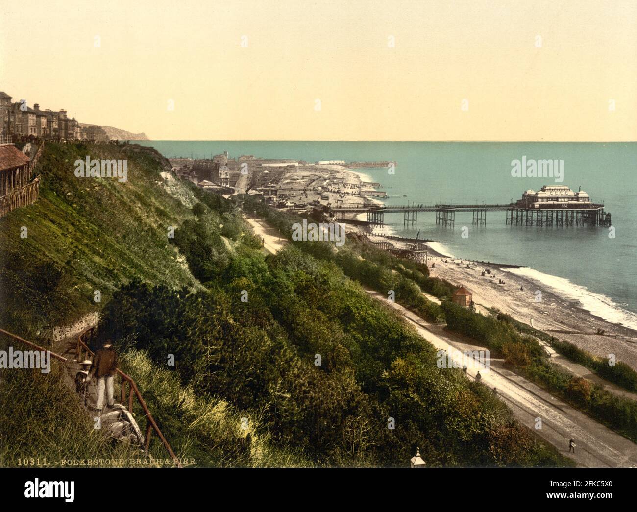 Folkestone beach and pier, Kent circa 1890-1900 Stock Photo - Alamy