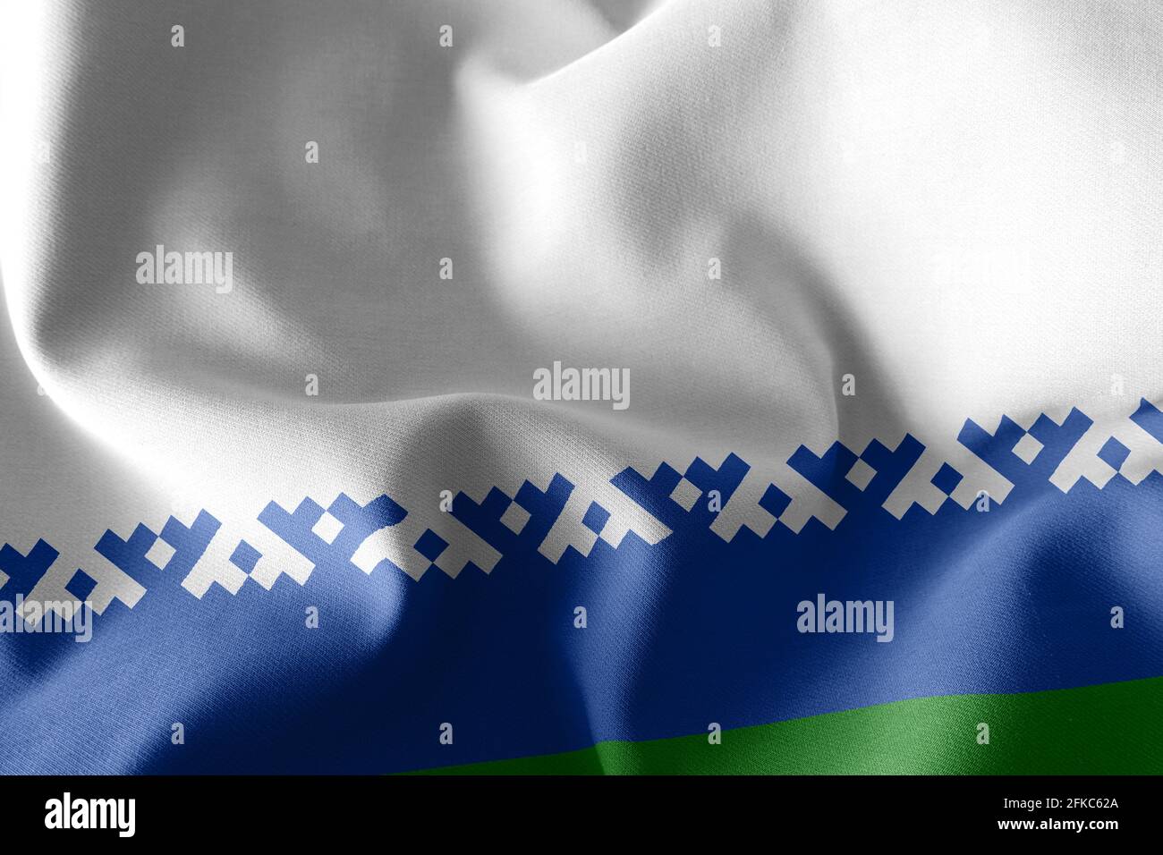 3D illustration flag of Nenets Autonomous Okrug is a region of Russia ...