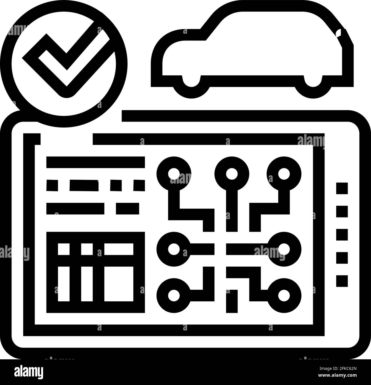 testing computer electronic system car line icon vector illustration ...