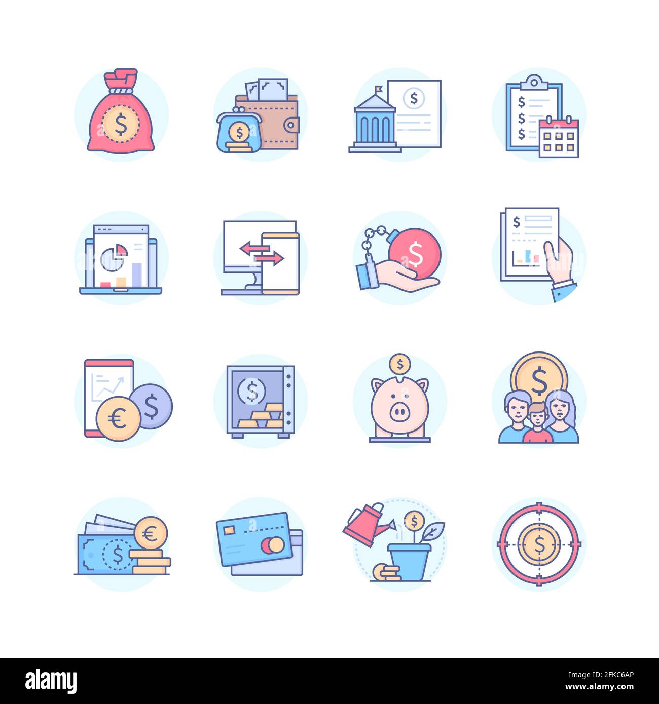 Finance app - line design style icons set. Financial management and ...