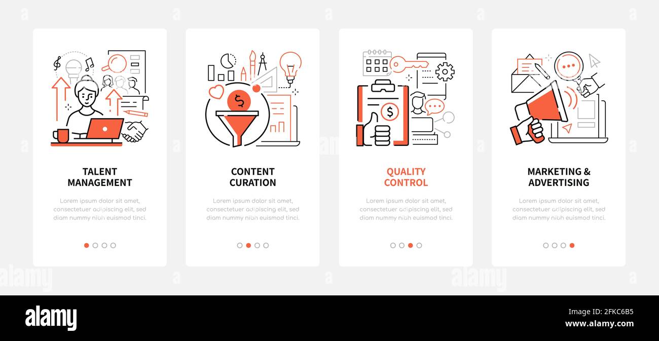 Business and marketing - line design style web banners with copy space ...