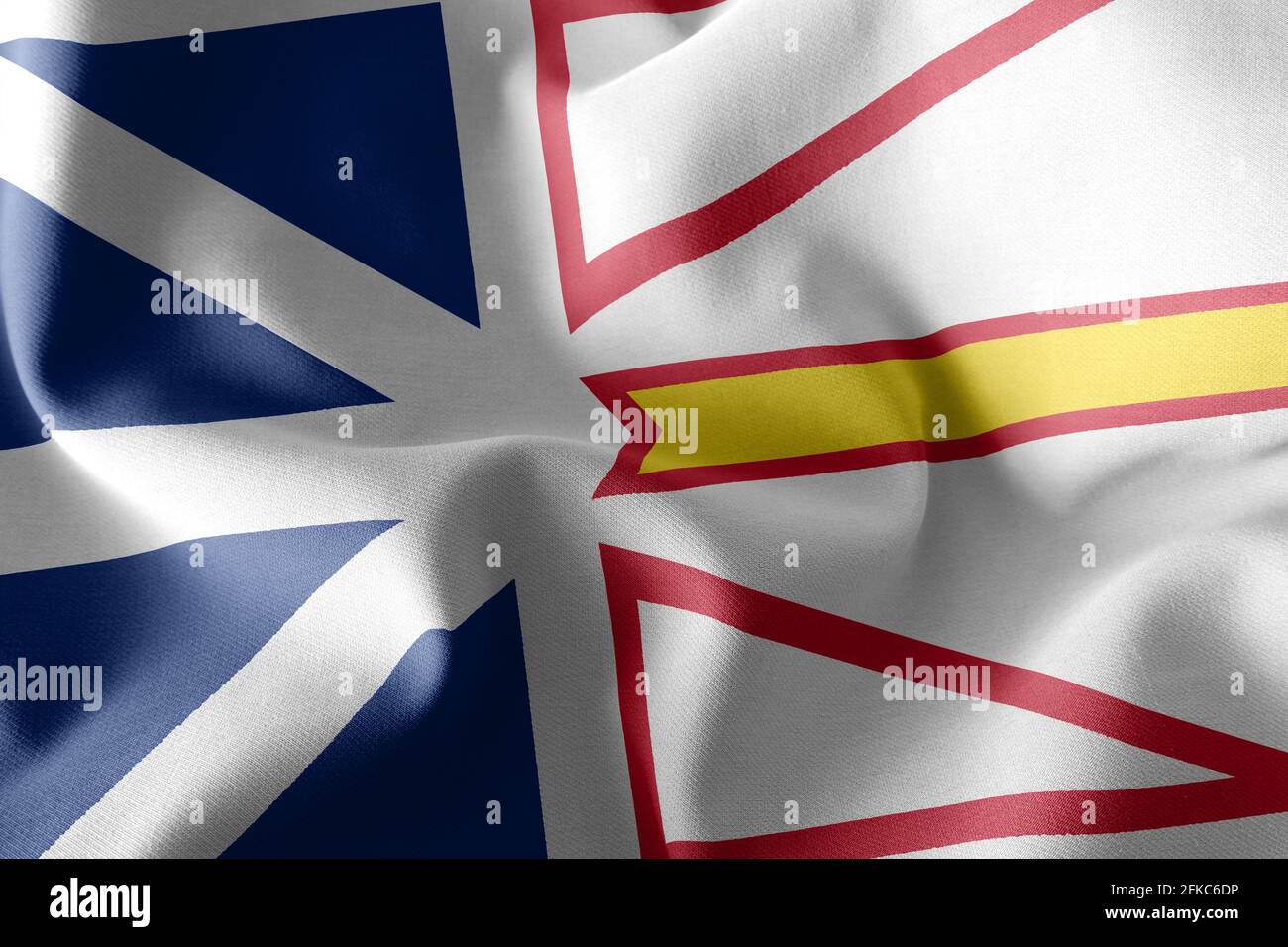 3D illustration flag of Newfoundland and Labrador is a region of Canada ...