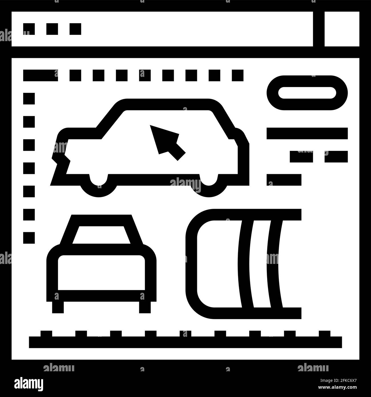 design development and car appearance line icon vector illustration ...